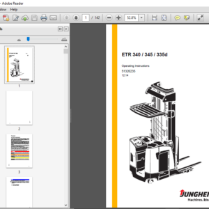 Jungheinrich Electric Reach Truck Etr230 Etr235 Etr335d Etr340 Etr345 ...
