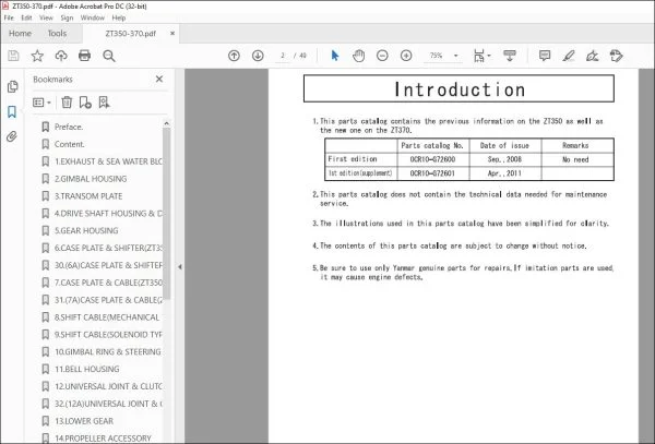 Yanmar ZT350 ZT370 Diesel Engine Parts Catalog Manual – PDF DOWNLOAD ...