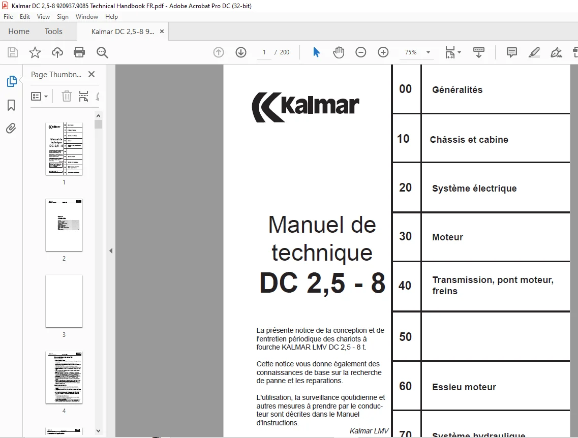 Kalmar Reach Stacker DC 2,5-8 Manuel de technique – PDF DOWNLOAD ...